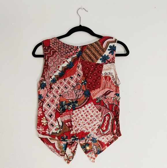 New Aura | Tops | Vintage Indian Rayon Vest In Orange Multi Print ...